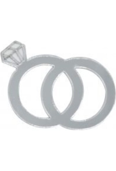 Dipak Gümüş Renk Alyans / Yüzük Şekil Aynalı Pleksi Yapışkanlı Sticker 4 cm / 1 Adet Dipak Gümüş Renk Alyans / Yüzük Şekil Aynalı Pleksi Yapışkanlı Sticker 4 cm / 1 Adet