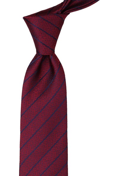 Kravatkolik Bordo Çizgi Desen Mendilli Klasik Kravat KK9940