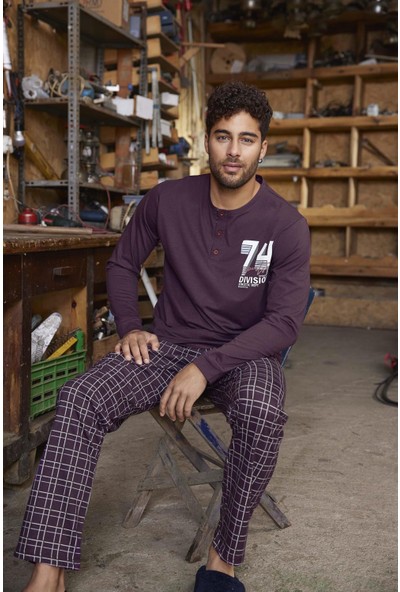 Aydoğan Erkek Doğa O Yaka Patlı Süprem Vişneçürüğü Pijama 3923