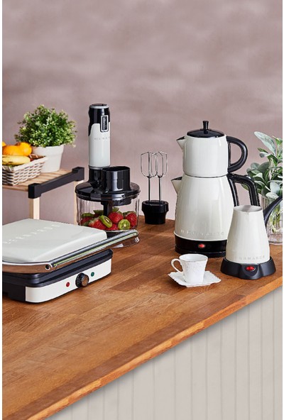 Bernardo Sapphire Pearl 4lü Mega Elektro Mutfak Çeyiz Seti Krem