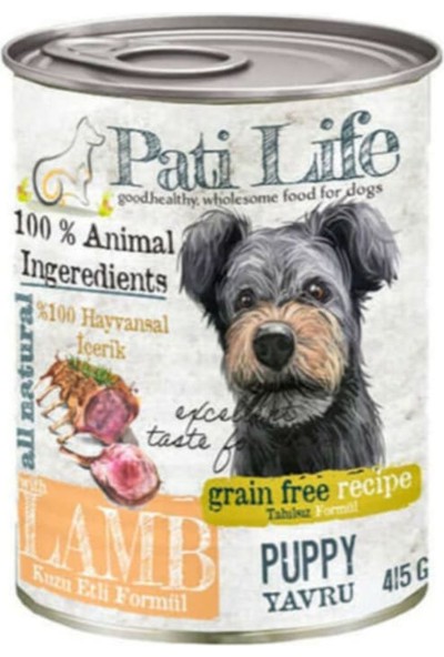 Pati Life Tahılsız Kuzu Etli Konserve Yavru Köpek Mamasi 48X415 Gram Pati Life Tahılsız Kuzu Etli Konserve Yavru Köpek Mamasi 48X415 Gram