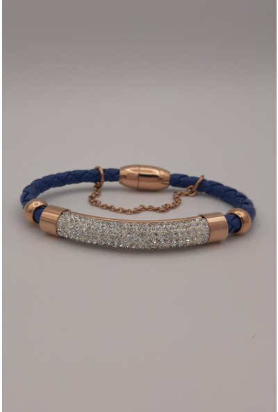 Palmiero Hakiki Deri Swaroski Çelik Bileklik