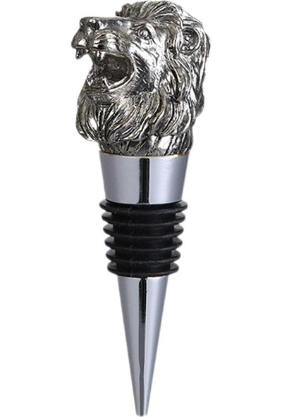 Baosity Hayvan Şarap Şişesi Tıpa Dekoratif Hava Geçirmez Mühür Bar Için Kırmızı Şarap Şişesi Aslan Stoper Gümüş