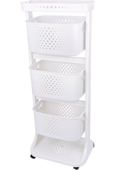 Titiz Plastik Kat Kat Sepet Organizeri Mutfak Banyo Düzenleyici No:3 Beyaz Titiz Plastik Kat Kat Sepet Organizeri Mutfak Banyo Düzenleyici No:3 Beyaz