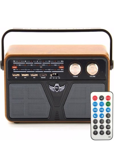 Buffer 507B Dekoratif Eskitme Nostalji Uzaktan Kumandalı Radyo Usb/aux/hafıza Kartı/bluetooth/şarjlı