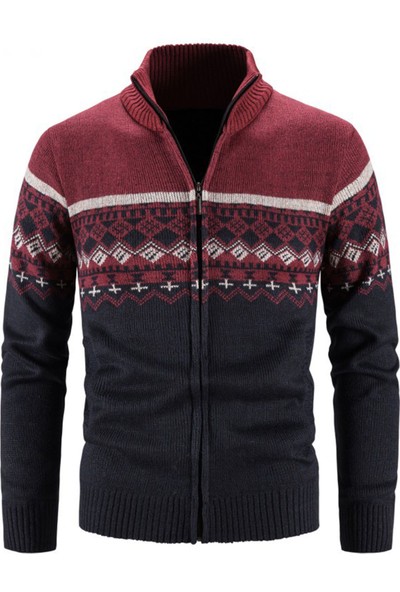 Wellspring Trendy Örme Hırka Nervürlü Hem Elastik Soğuk Dayanıklı Standı Yaka Pockets Kazak Ceket Triko Wellspring Trendy Örme Hırka Nervürlü Hem Elastik Soğuk Dayanıklı Standı Yaka Pockets Kazak Ceket Triko