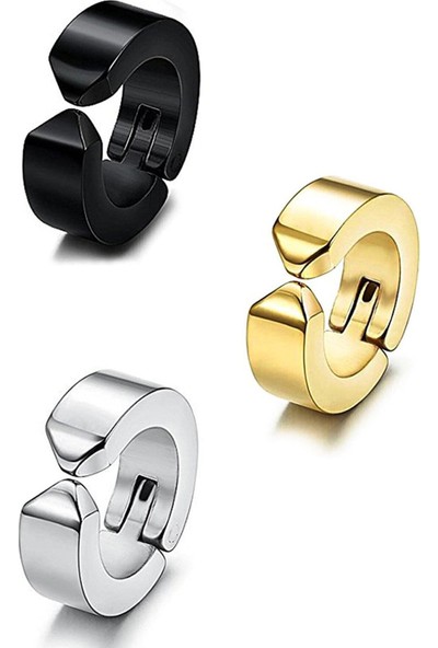 The Collection 3 Adet Unisex Paslanmaz Titanyum Deliksiz Kulaklara Küpe Sıkıştırmalı Kıstırmalı Çelik Küpe The Collection 3 Adet Unisex Paslanmaz Titanyum Deliksiz Kulaklara Küpe Sıkıştırmalı Kıstırmalı Çelik Küpe