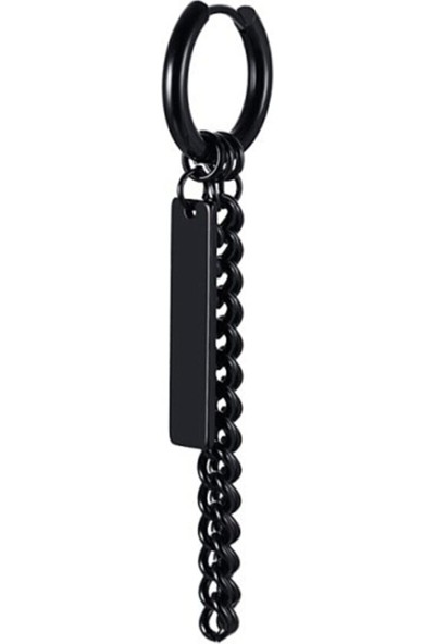 The Collection Erkek Bayan Çelik Sallantılı Siyah Çubuk Küpe The Collection Erkek Bayan Çelik Sallantılı Siyah Çubuk Küpe