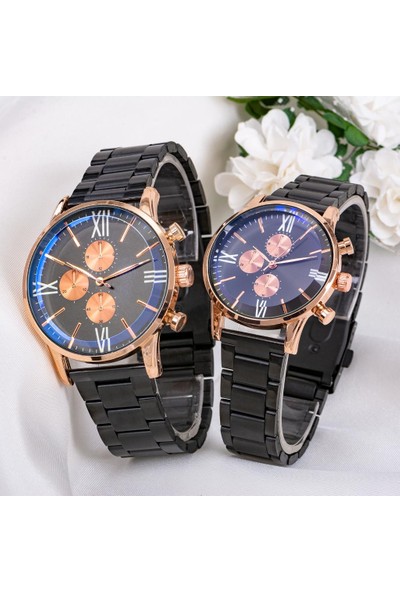 Saattino Çift Saat Sevgili Saatleri Çelik Kasa Kol Saati Kombini ST-304019