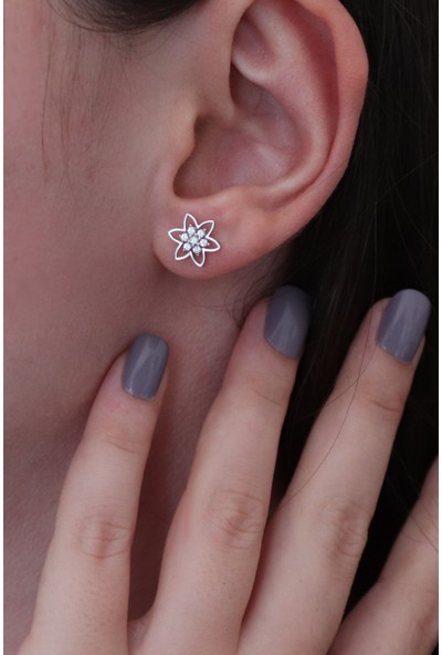 Parmas Design Kadın Çiçek Tasarım 925 Ayar Gümüş Küpe