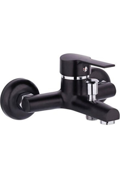 Kustar Siyah Delta Banyo Duş Bataryası Krom Detaylı Garantili