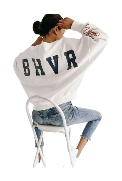 Beni Sen Giydir Benisengiydir Kadın Beyaz Bhvr Baskılı Oversize Bisiklet Yaka Sweatshirt Beni Sen Giydir Benisengiydir Kadın Beyaz Bhvr Baskılı Oversize Bisiklet Yaka Sweatshirt
