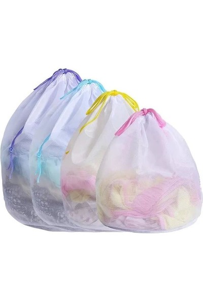 Ferzin 4 Adet Çamaşır Yıkama Filesi Renkli Ipli 40X60