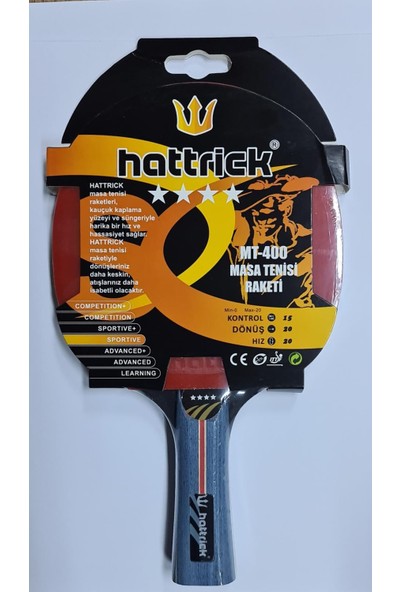 Hattrick mt Serisi Ittf (Uluslararası Tenis Federasyonu) Onaylı Vakumlu Ambalajlı Masa Tenisi Raketi MT-400 1 Adet Hattrick mt Serisi Ittf (Uluslararası Tenis Federasyonu) Onaylı Vakumlu Ambalajlı Masa Tenisi Raketi MT-400 1 Adet