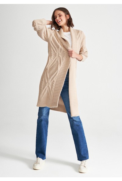 Mavi Kadın Şal Yaka Bej Hırka 1710027-70344