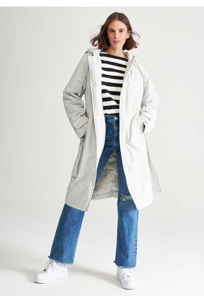 Mavi Kadın Kapüşonlu Gri Trençkot 1110017-70075