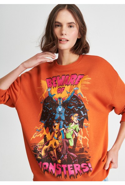 Mavi Kadın Scooby Doo Baskılı Turuncu Sweatshirt 1610559-71434