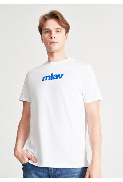Mavi Erkek Miav Baskılı Beyaz Tişört 067153-620