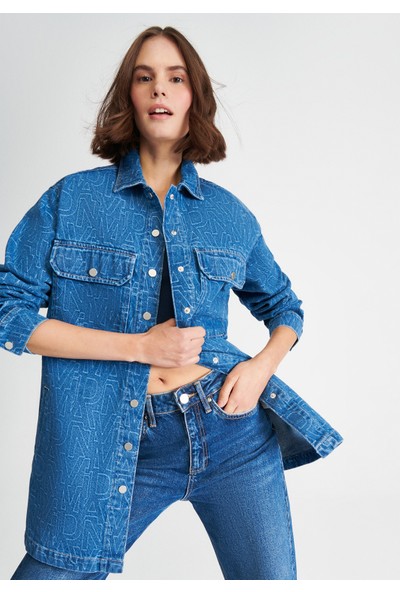 Mavi Lisa Istanbul Logo Jean Gömlek