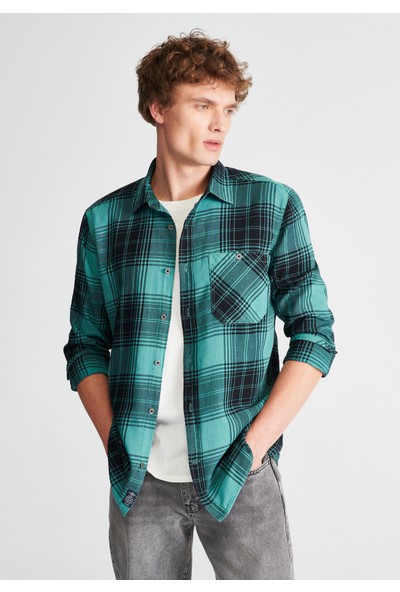 Mavi Erkek Kareli Yeşil Gömlek 0210071-80781