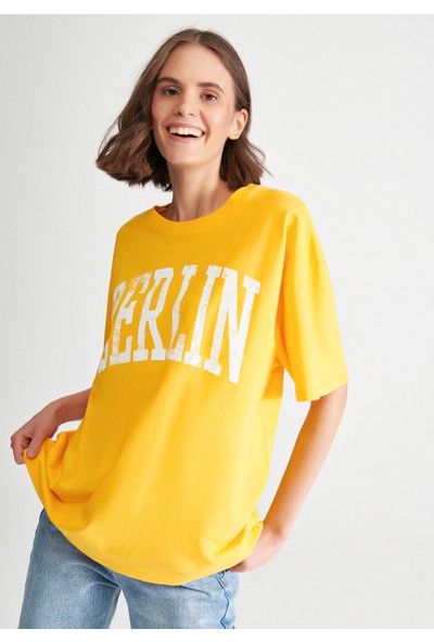 Mavi Kadın Berlin Baskılı Sarı Tişört 1610552-81568