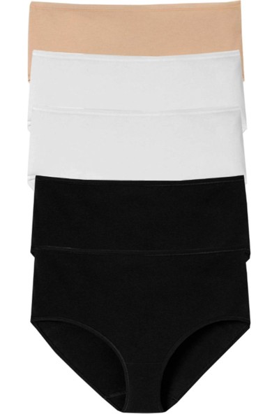 Naymila Kadın 5'li Büyük Beden Siyah Beyaz Ten Külot