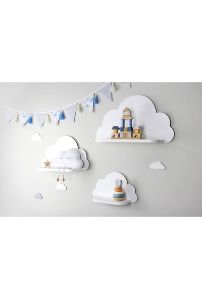 Modalanka 3 Lü Beyaz Bulut Raf Set