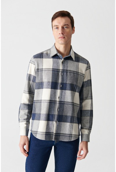 Avva Erkek Indigo Oduncu Düğmeli Yaka Comfort Fit Gömlek A12Y2192