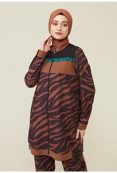 SETRMS Taba Zebra Desenli Fermuarlı Ceket 2217000 SETRMS Taba Zebra Desenli Fermuarlı Ceket 2217000