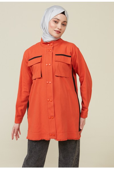 SETRMS Oranj Renk Bloklu Kot Ceket 2213111 SETRMS Oranj Renk Bloklu Kot Ceket 2213111
