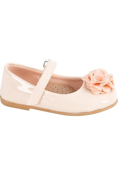 Kids A More Betty Pu Deri Çiçek Süslü Kız Bebek Babet Ayakkabı Pudra