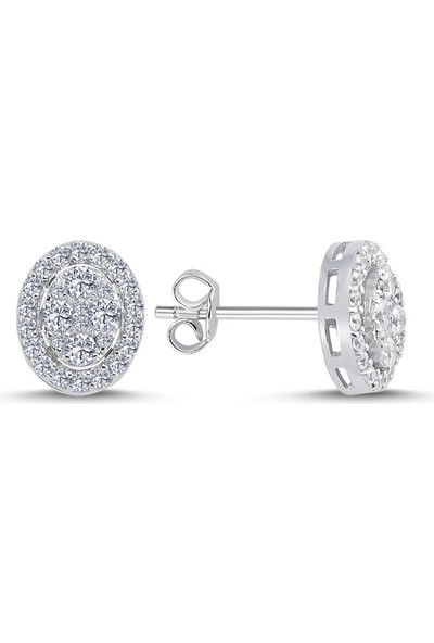 Lea Pırlanta Pırlanta Taşlı Oval Küpe