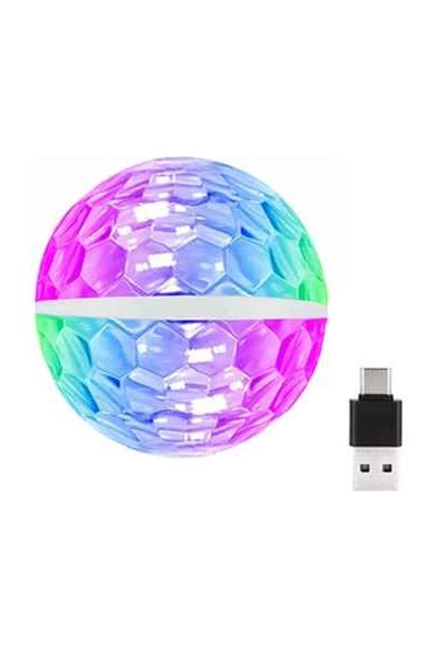 C9 sese Duyarlı Rgb Ledli 360 Derece Type-C Mini Disko Işığı C9 sese Duyarlı Rgb Ledli 360 Derece Type-C Mini Disko Işığı