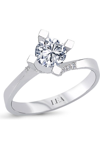 Lea Pırlanta 0.88 Karat Kolu Taşlı Tektaş Yüzük