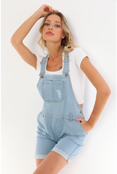 Modesta Kadın Denim Tulum Şort Modesta Kadın Denim Tulum Şort