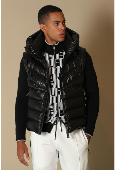 Lufian Kapüşonlu Şişme Siyah Erkek Yelek 112130012