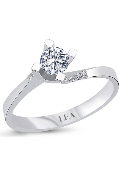 Lea Pırlanta 0.58 Karat Kolu Taşlı Tektaş Yüzük