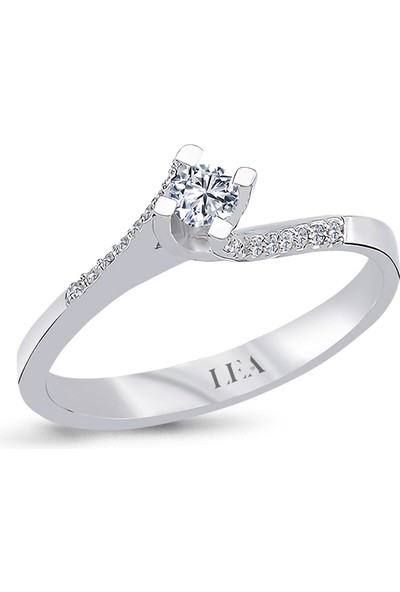 Lea Pırlanta 0.20 Karat Kolu Taşlı Tektaş Yüzük
