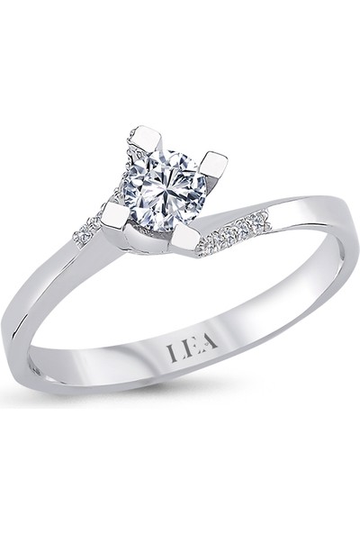 Lea Pırlanta 0.38 Karat Kolu Taşlı Tektaş Yüzük