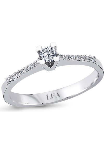 Lea Pırlanta 0.20 Karat Kolu Taşlı Tektaş Yüzük