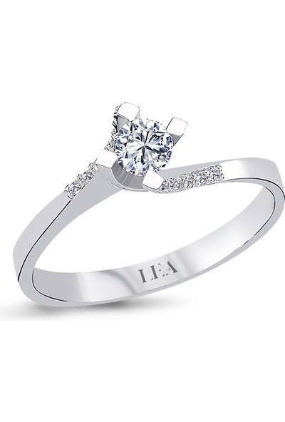 Lea Pırlanta 0.31 Karat Kolu Taşlı Tektaş Yüzük
