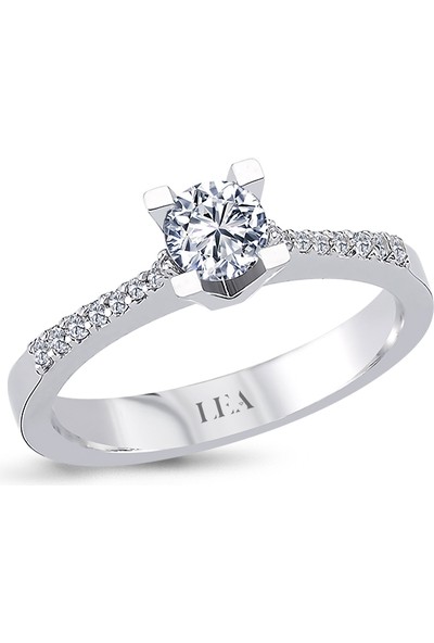 Lea Pırlanta 0.51 Karat Kolu Taşlı Tektaş Yüzük