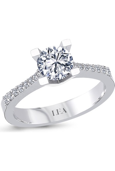 Lea Pırlanta 1.07 Karat Kolu Taşlı Tektaş Yüzük