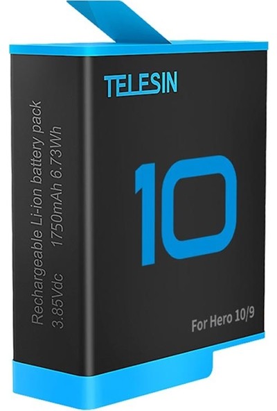 Telesin Gopro HERO10 / Hero9 Black İçin Lithium Yedek Batarya 1750 mAh Telesin Gopro HERO10 / Hero9 Black İçin Lithium Yedek Batarya 1750 mAh