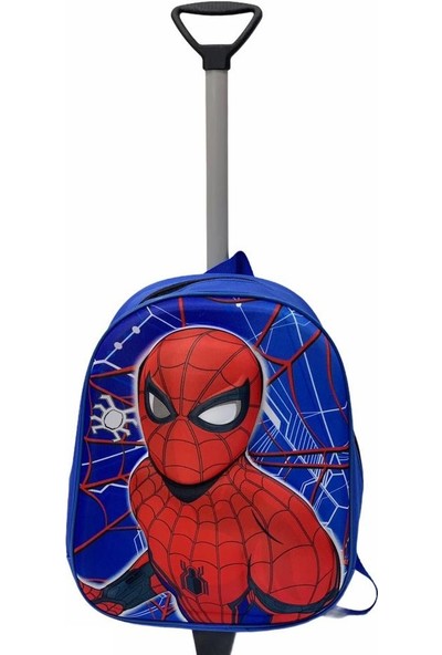 TahTicMer Anaokulu Çocuk Valiz Sırt Çantası Okul Çanta Çekçekli Örümcek Adam Yumuşak Ön Yüzey 5d Boyutlu