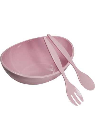 Soft Pembe Kaşıklı Salata Kasesi