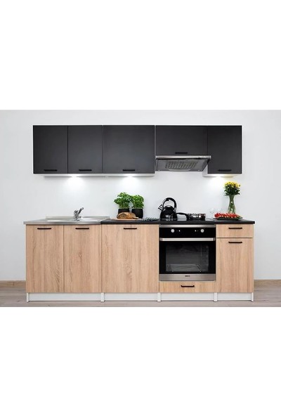 T Designo Tdesıgno Mina Mutfak 240 cm Tezgah Dahil Değil Siyah-Meşe