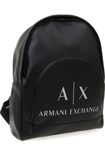 Armani Exchange 942616 Yazı Baskılı Fermuarlı Siyah Beyaz Kadın Sırt Çantası