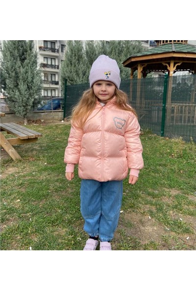 Quzucuk Kids Kız Çocuk Ayıcık Figürlü Yavruağzı Mont