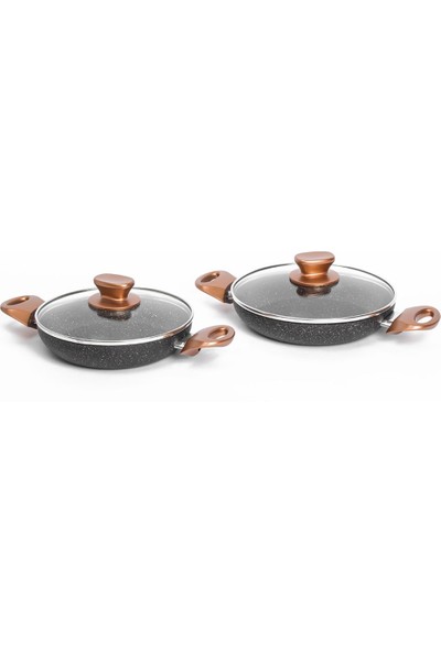 EWS Mat Siyah 20-22 cm 2 Parça Granit Sahan Seti EWS Mat Siyah 20-22 cm 2 Parça Granit Sahan Seti